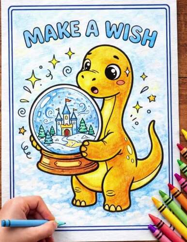Winter Dino Coloring Pages Growth Mindset Positive Affirmations SEL ...