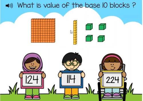 BOOM Cards ™ 10 and 100 More/ Less with Base 10 Blocks With Support