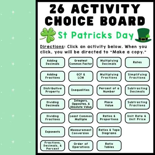 5th 6th 7th Grade Digital Math ⭐ St. Patrick's Day Mystery Picture ...