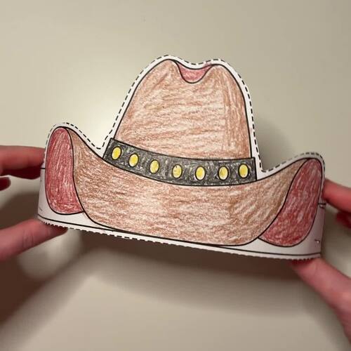 Wild West Paper Crowns Cowboy Headband Hat Printable Coloring Craft ...