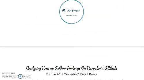 AP Literature FRQ 2 Zenobia Prose Prompt Breakdown Questions & Graphic ...