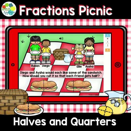 Fractions Picnic - Boom Cards™ Digital Task Cards by Apples to Applique