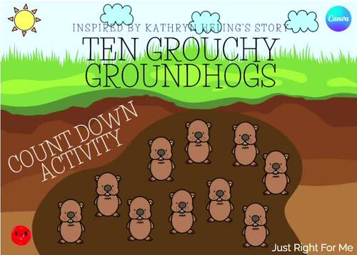 Ten Grouchy Groundhogs Countdown Activity Boom Cards by Just Right For Me