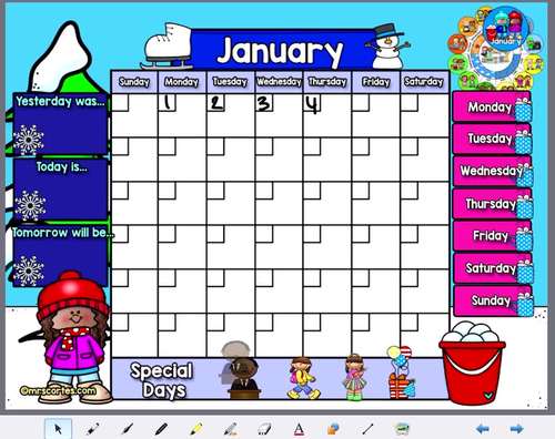 Morning Calendar For PROMETHEAN Boards - January- Winter by mrscortes
