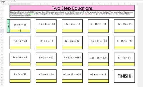 Two Step Equations Digital Maze Activity by Calculus4u | TPT