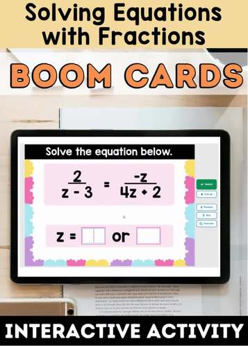 Solving Equations with Fractions | Algebra Practice | Boom Cards™