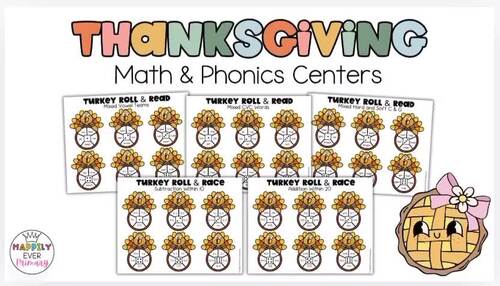 Thanksgiving Activities Bundle | Math and Phonics Center Games | TPT