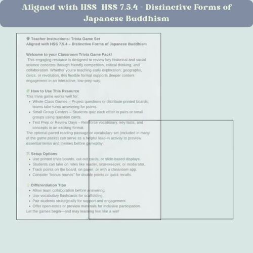 HSS 7.5.4 Trivia Game - Distinctive Forms of Japanese Buddhism | TPT