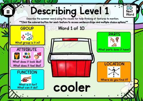 Describing With Semantic Features | Summer Words- General | Boom™ Cards