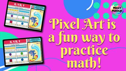 Summer Fractions Equivalent to 0, ½, and 1 Pixel Art - Benchmark Fractions