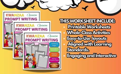 Kwanzaa Opinion And Prompt Writing Activities Morning Work 4th,5th,6th ...