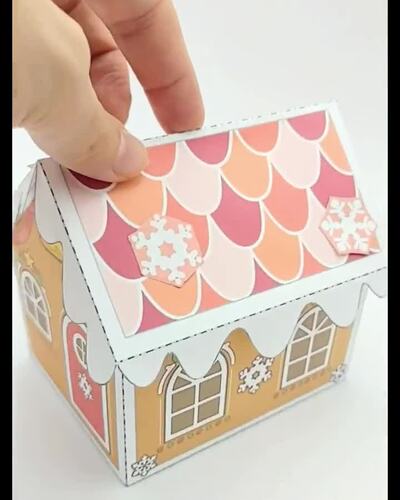 Gingerbread House Craft, 3D Gift Box Craft Set for Christmas Activities