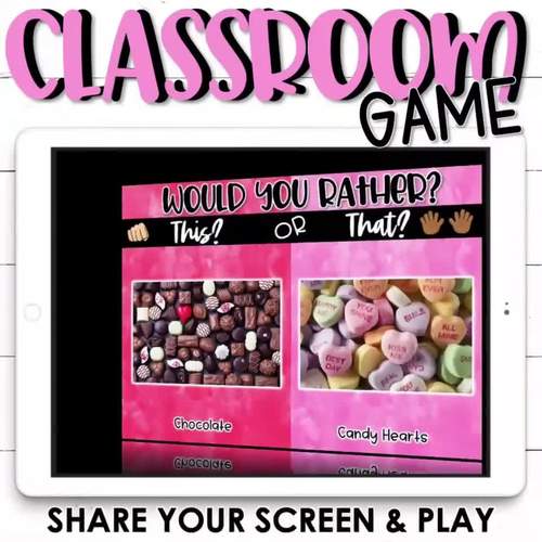 Valentine’s Day Would You Rather | This or That, Brain Break, Classroom ...