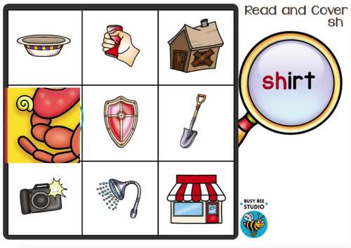 SH WORD TO PICTURE MATCH PHONICS CONSONANT DIGRAPH SUMMER HIDDEN ...
