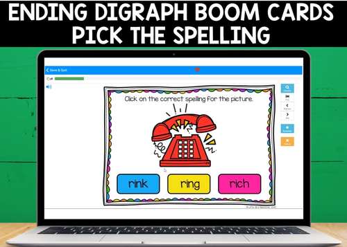Ending Digraphs Boom Cards Pick the Correct Ending | Distance Learning