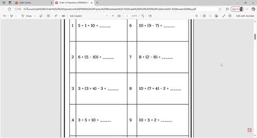 Order of Operations (PEMDAS) Practice Worksheets – Grade 6 | 50 ...