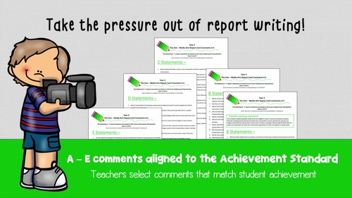 Australian Curriculum Year 3 Media Arts Report Card Comments by Ideacations