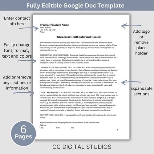 Telemental Health Informed Consent, Private Practice Counseling Forms ...