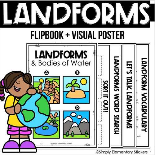 Landforms & Bodies of Water Flipbook:Science Sorting, Word Search ...