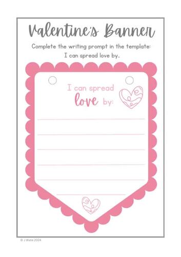 Valentine’s Day Bunting Craft Templates & Writing Activity | TPT