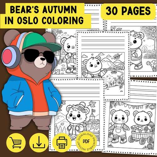 Bear Coloring Sheets | Bear’s Autumn in Oslo Coloring & Writing Pages ...