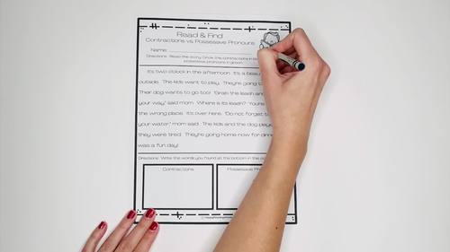 Contractions vs. Possessive Pronouns Worksheets by Happy Reading With Katie