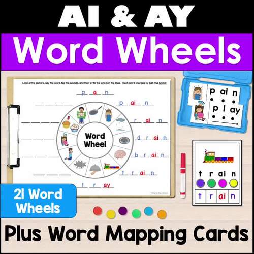 AI and AY Spelling Word Wheels Word Ladders Word Chains Orton Gillingham