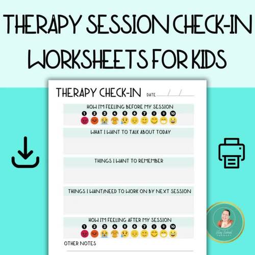 Therapy Session Check-in Worksheet for kids, Before Session, After Session