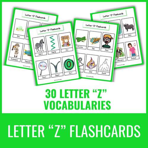 Letter "Z" Vocabulary Flashcards | Interactive Alphabet Cards For Early ...