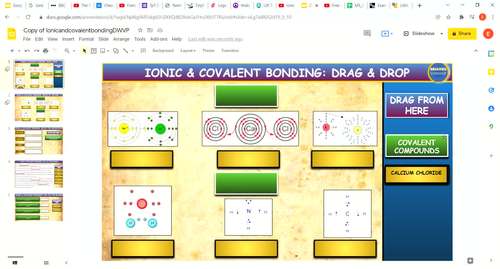 Ionic & Covalent Bonding Drag & Drop Worksheet: Google Slides + PPT Version