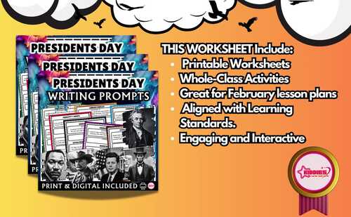 Presidents' Day Writing Prompts Craft Activities 3rd,4th,5th,6th,7th ...