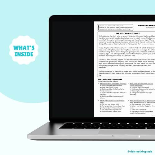 10 x Find the Main Idea Passages Fiction Reading Comprehension | Grade ...