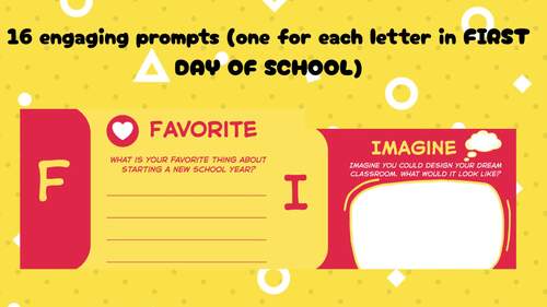 Colorful First Day of School Writing Prompts-Back to School ABC writing ...