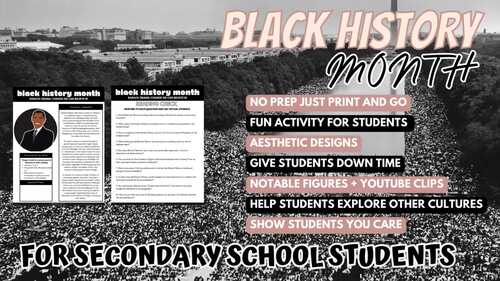 Black History Month Bio Passages Videos Activities High School | TPT