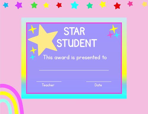 Printable Boho Bright Star Student Awards, Editable Star Student ...