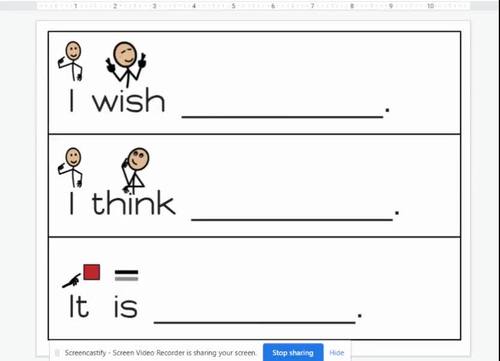 Sentence Stems - Starters with Visual Supports for Any Writing Prompt