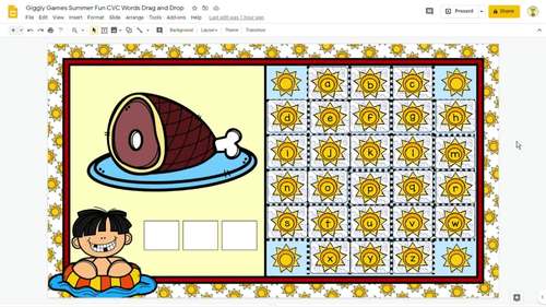 Giggly Games Summer Fun CVC Words Drag and Drop GOOGLE SLIDES Distance ...
