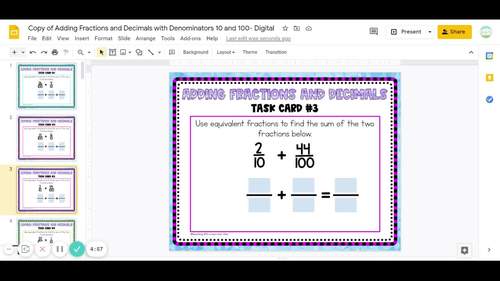 Decimals and Fractions Task Cards by Teaching With a Mountain View