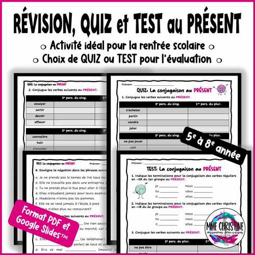 Verbes au présent I Une révision I Cahier d'activités I French Verbs ...