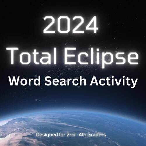 2024 Total Eclipse Word Search Activity for 2nd to 4th Grade | TPT