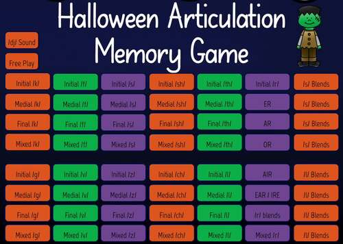 Digital Halloween Articulation Memory Game by Jennie's Speech Room