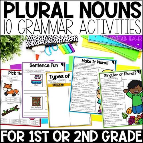 Plural Nouns Activities, Grammar Worksheets, Sorts and Anchor Charts