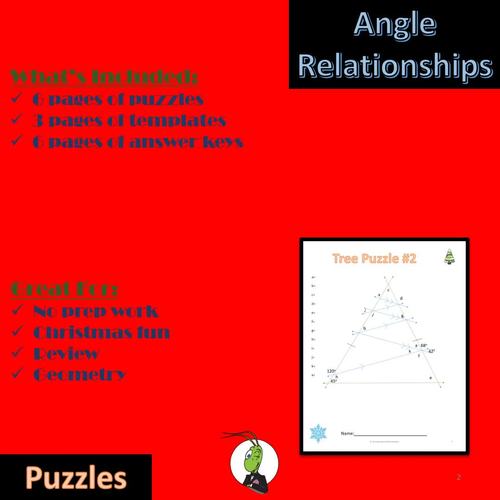 Christmas Missing Angles Puzzle Geometry | Angle Relationships | TPT