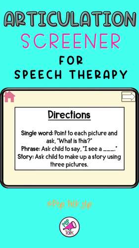 Digital Articulation and Phonological Process Screener Informal Assessment