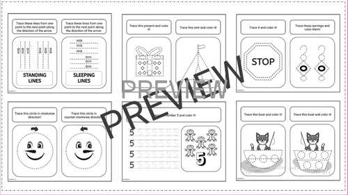 Pencil Control and Tracing Worksheets for Preschool & Kindergarten Pre ...