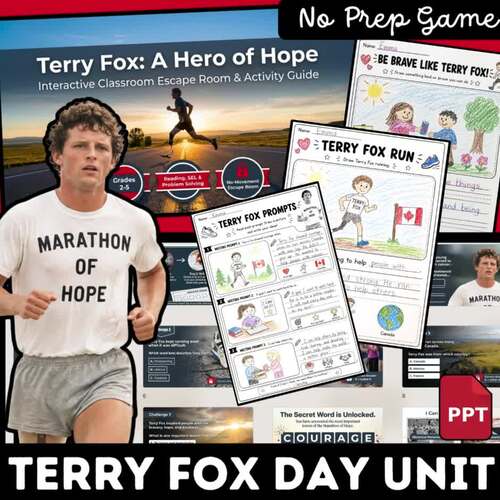 Terry Fox Escape Room Game | Writing Prompts SEL Activities Worksheets K–3