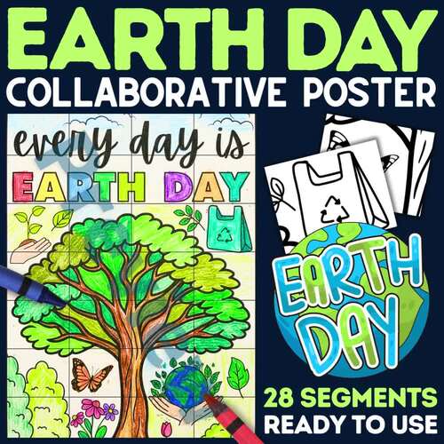 Earth Day Collaborative Poster | Earth Day Coloring Bulletin Board ...