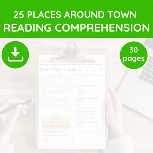 Places Around Town Back to School Reading Comprehension Worksheets ...
