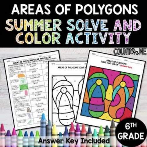 Areas of Polygons No Prep Solve and Color Activity - Summer Theme