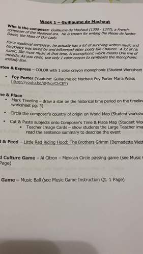 Feast of Ideas Composer Study - Guillaume de Machaut (Medieval Era) Tour 1